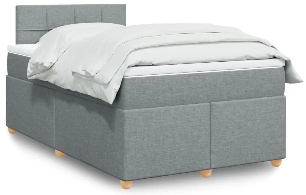 Box spring postel s matrací světle šedá 120x190 cm textil