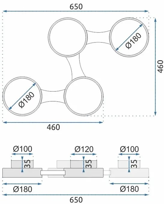 Stropní svítidlo APP527-4C černé