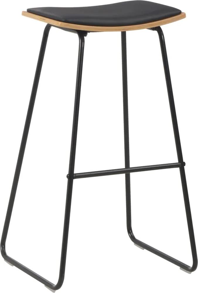 Barové stoličky se sedáky z umělé kůže 2 ks - ocelové | černé