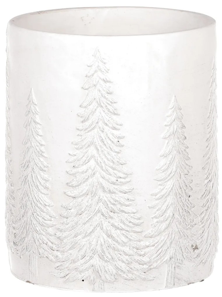 Váza betonová, motiv stromku, bílo-stříbrné GD624
