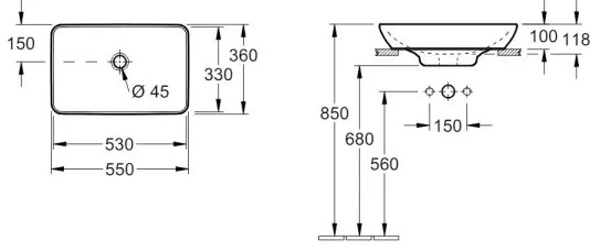Villeroy & Boch 411355R1 - Umyvadlo na desku VENTICELLO 55,5x36 cm keramika/bílá