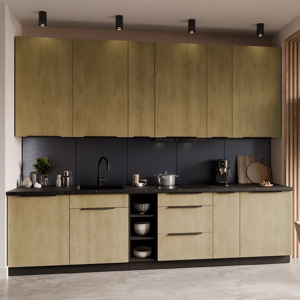 CREMONA cc | dolní skříňka 80 D 3S zásuvková | 80 cm | PREMIUM BOX | černá/cremona