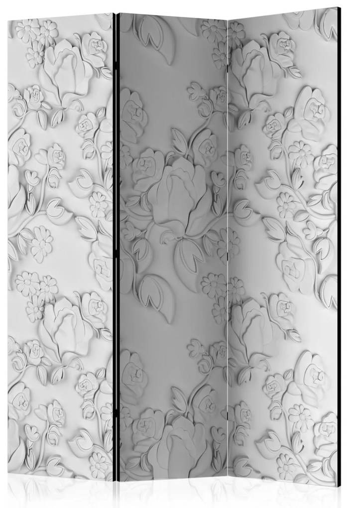 Paraván - White ornament: roses [Room Dividers] 135x172