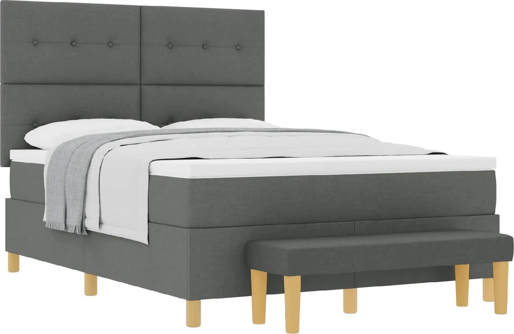Postel s boxspringem s čelo Tmavě šedá 190 x 140 cm textil 3344297