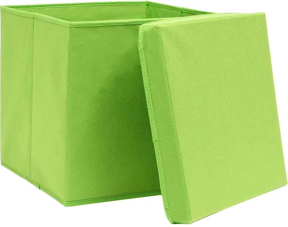 Úložné boxy s víky 4 ks 28 x 28 x 28 cm zelené 325228