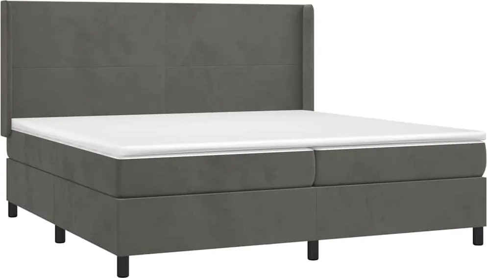 Box spring postel s matrací tmavě šedá 200x200 cm samet 3132580
