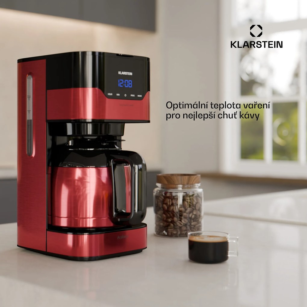 Klarstein Arabica, kávovar, 800 W, 1,2 l, Easy-touch control, stříbrno/černý