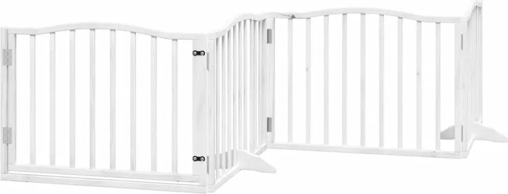 Zábrana pro psy s dvířky skládací 8 panelů bílá 640 cm topol 3155618