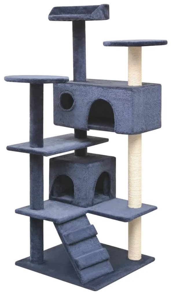 Škrabadlo pro kočky se sisalovými sloupky, 125 cm, tmavě modrá 170479
