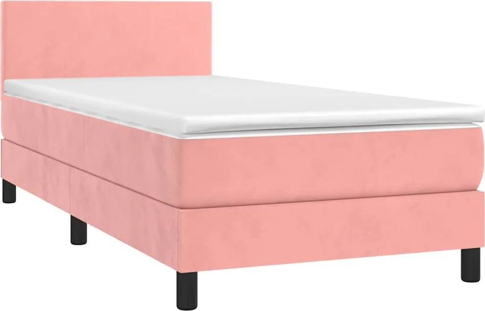 Box spring postel s matrací a LED růžová 100x200 cm samet 3134272