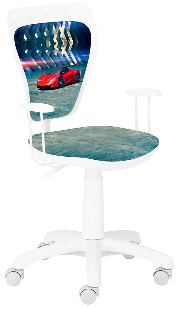 Židle Ministyle bílá s červeným autem