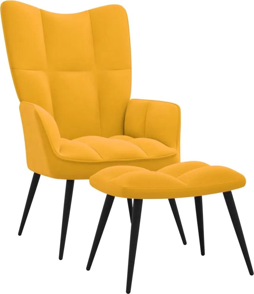 vidaXL Relaxační křeslo se stoličkou samet [328089] Barva: Modrá