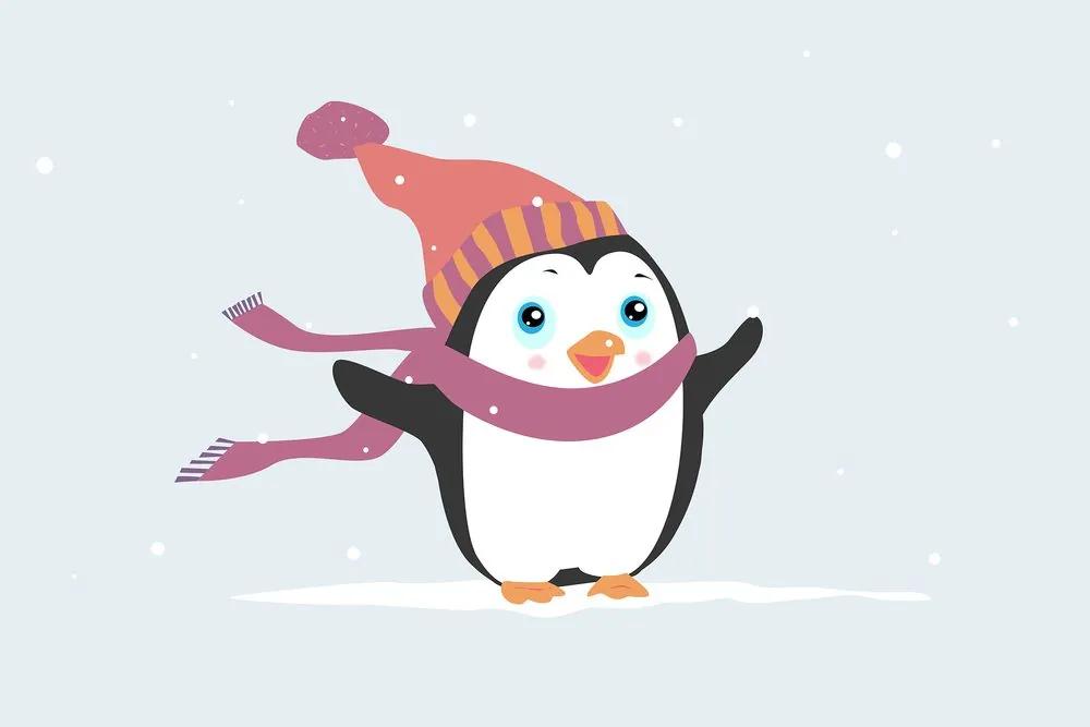 Obraz roztomilý tučňák s čepicí