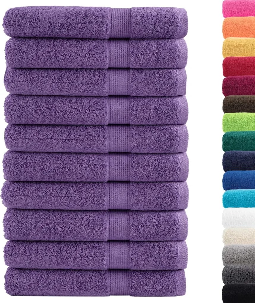 Premium ručníky SOLUND 10 ks fialové 80 x 200 cm 600 g/m² 137364