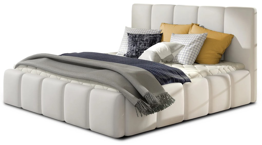 Čalouněná postel HEDVIKA bílá ekokůže