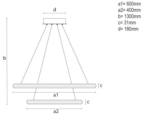 LED Stmívatelný lustr na lanku LED/90W/230V 3000-6500K pr. 60 cm + DO