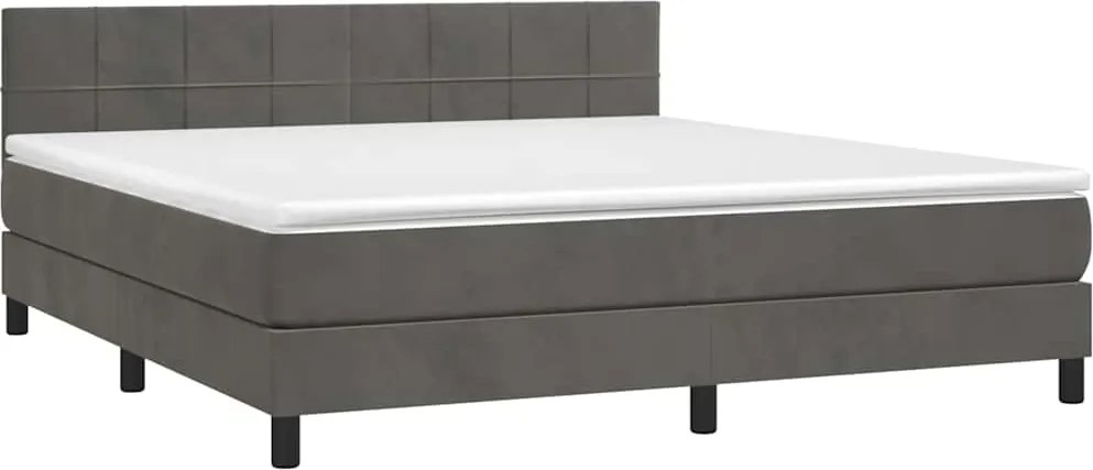 Box spring postel s matrací a LED tmavě šedá 180x200 cm samet 3134418