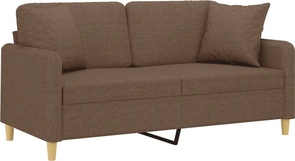 2místná pohovka s polštáři hnědá 140 cm textil 3200912