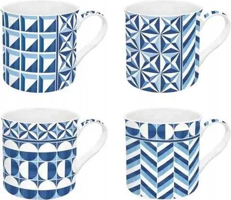 Porcelánové Hrnky Atmosphere Geometric Blue Sada Hrnek x 4 ks