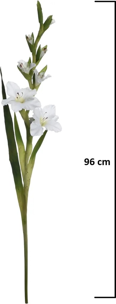 Umělá květina Gladiola / Mečík 96 cm, bílá UNI1001