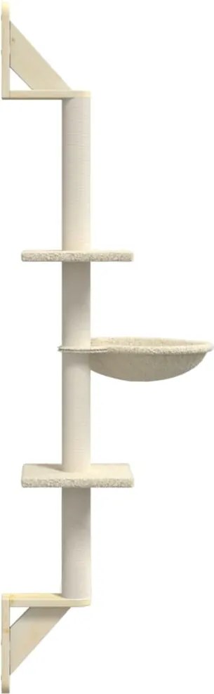 Nástěnné škrabadlo pro kočky se sloupkem krémové 142,5 cm 172395