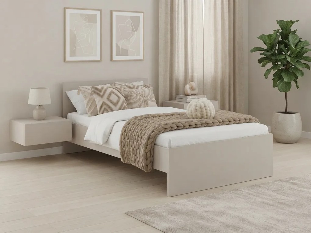 Postel ELISA 90 x 200 cm, kašmírově béžová Rošt: S laťkovým roštem, Matrace: Matrace Deluxe 10 cm