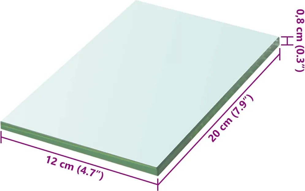Policové desky 2 ks sklo čiré 20 x 12 cm 3051542