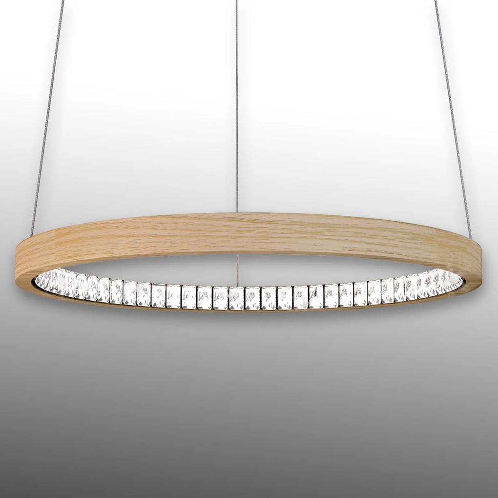 Přírodní LED závěsné světlo Libe Round, 90 cm