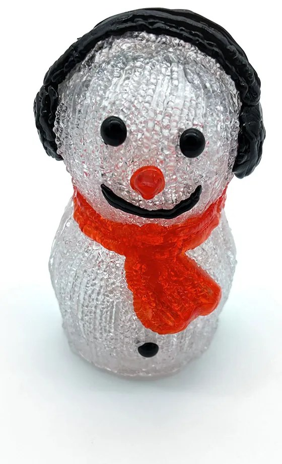 3D LED světelný sněhulák, 15 cm, na baterie, hliník