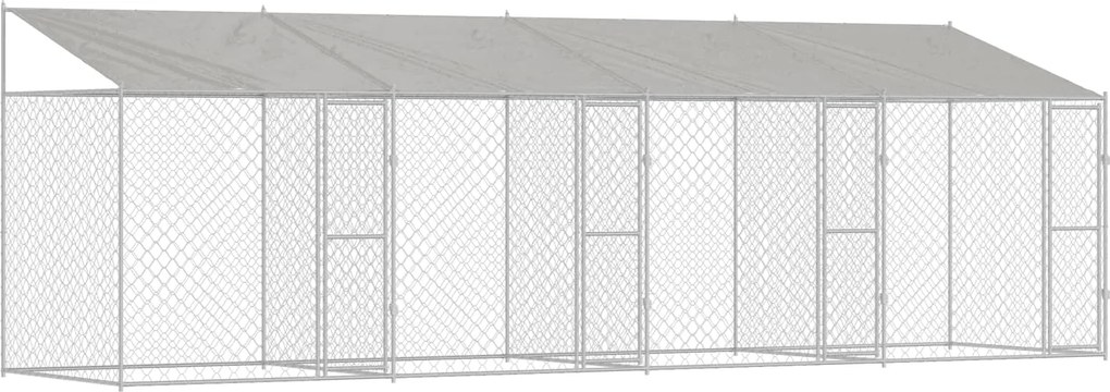 Psí klec s střechou Stříbrná 800 x 200 x 256 cm Ocel a PE 3368300