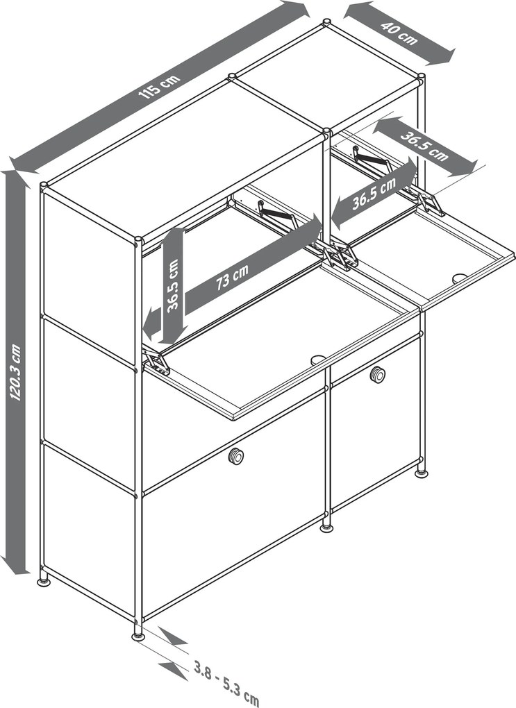 Tchibo - Komoda CN3 se 6 výklopnými dvířky - barva: šedá