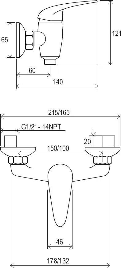 Ravak SUZAN Sprchová nástěnná baterie bez setu, SN 032.00/100 X070005 SN 032.00/100