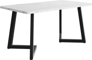 Aosom Moderní kuchyňský stůl, jídelní stůl, 117x68 cm, s efektem mramoru a kovovými nohami, univerzální pro jídelnu a obývací pokoj, bílá+černá