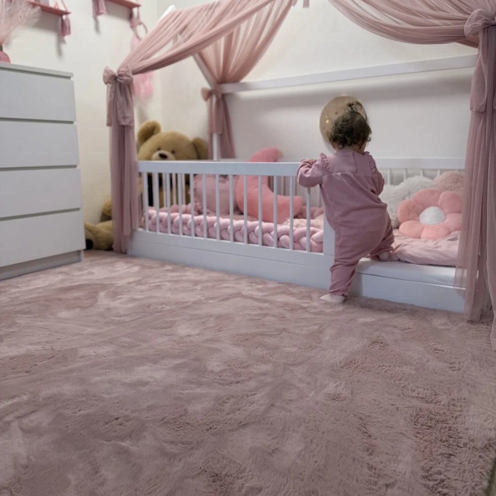 Ayyildiz, Kusový koberec Pouffy 5100 Rose, 80x150, růžová, obývací pokoj