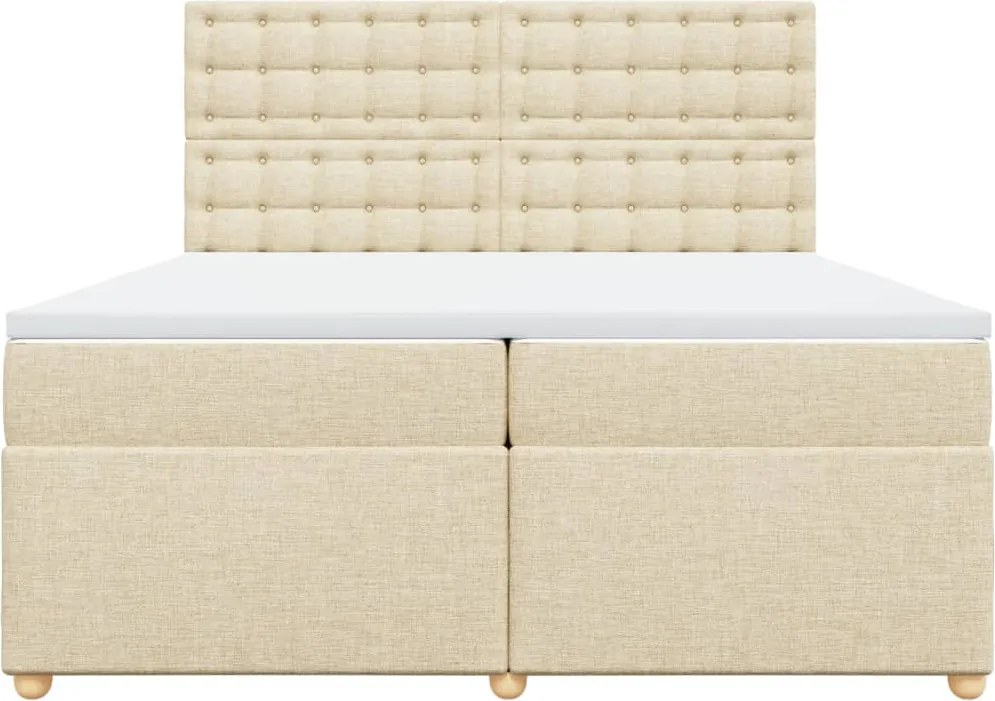 Box spring postel s matrací krémová 200x200 cm textil 3291406