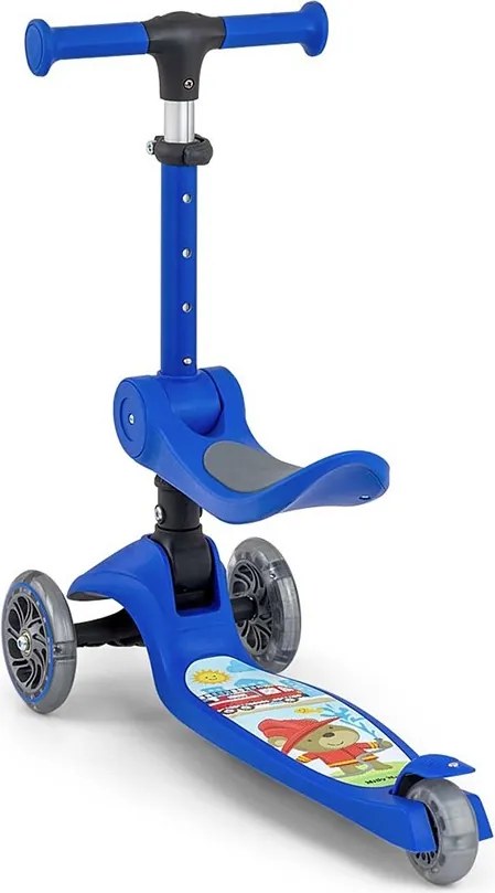 Tříkolová balanční koloběžka-scooter se sedátkem FUZZY Milly Mally blue