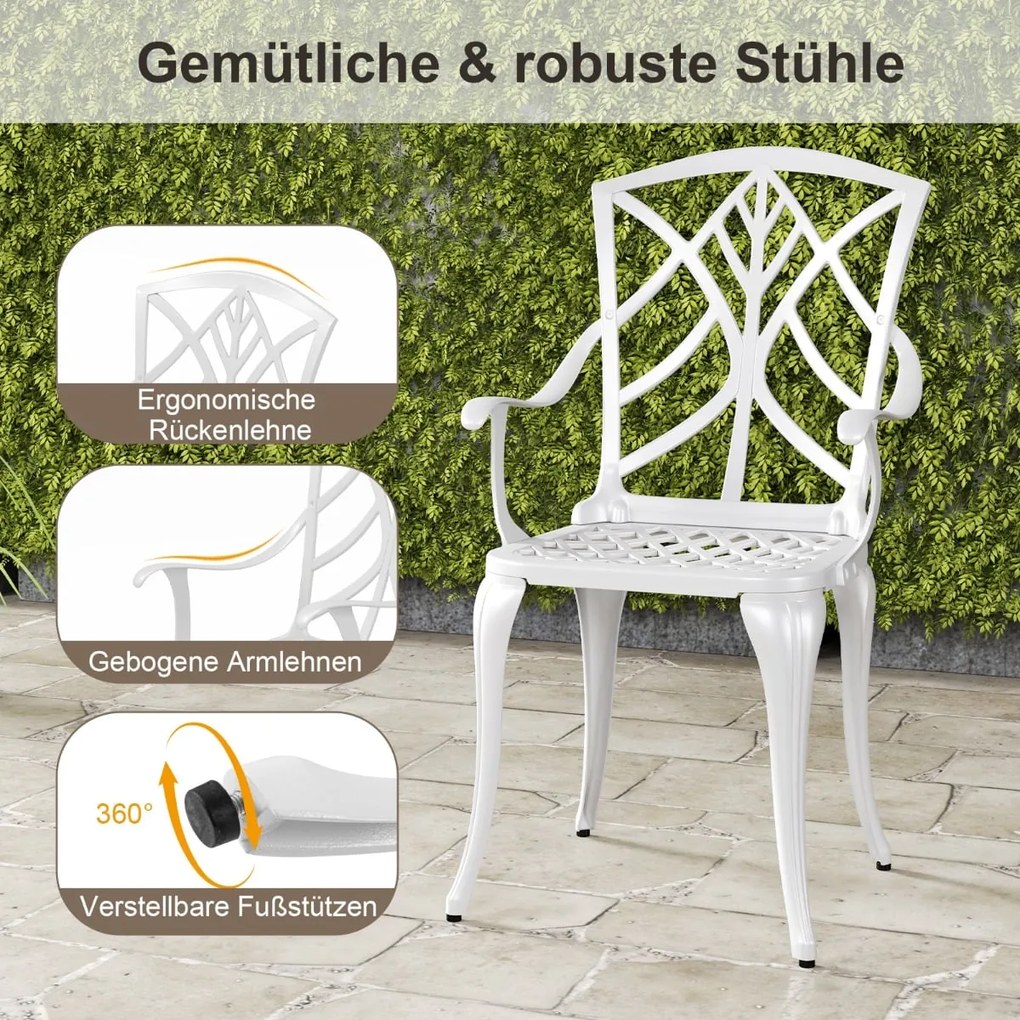 Costway 5-dílný. Gartenmöbel Set aus Aluminiumguss inkl. 4 Stühle a 1 Tisch mit