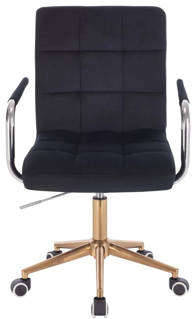 LuxuryForm DESIGN Otočná židle VERONA VELUR na zlaté podstavě s kolečky - černá