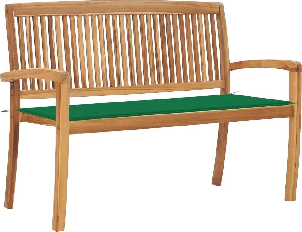vidaXL Stohovatelná zahradní lavice s poduškou 128,5 cm masivní teak [3063279] Barva: krémová