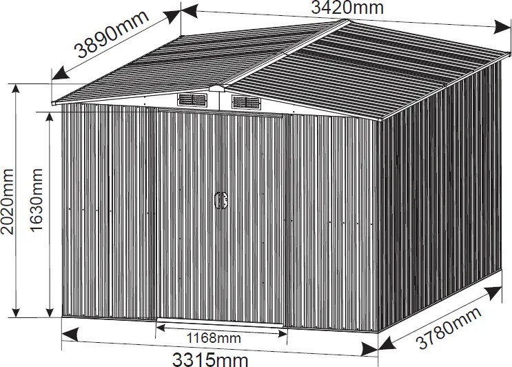 Zahradní domek BestBerg BBSH-1113W / 13,3 m² / 342,5 x 389 x 202 cm / dekor dřeva/hnědá