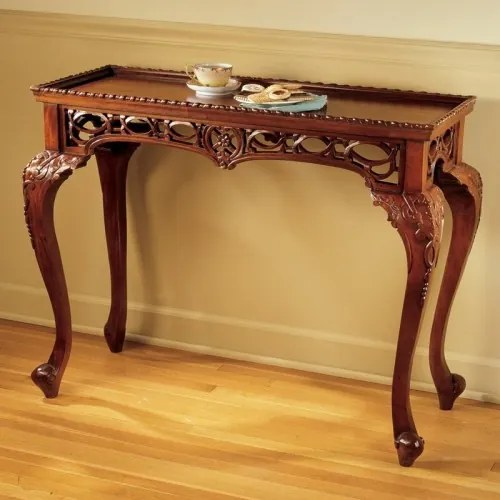 MAHOGANY FILIGREE CONSOLE TABLE