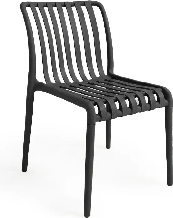 Zahradní set TREGO ISLAND - 4 židle a kulatý stůl ø 90 cm, antracitová