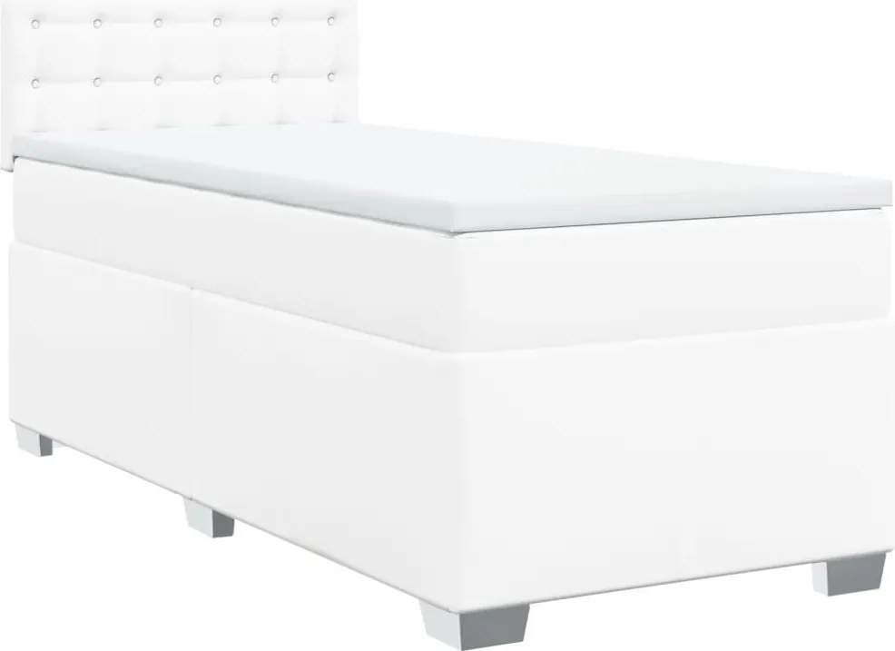 Box spring postel s matrací bílá 100x200 cm umělá kůže 3288409
