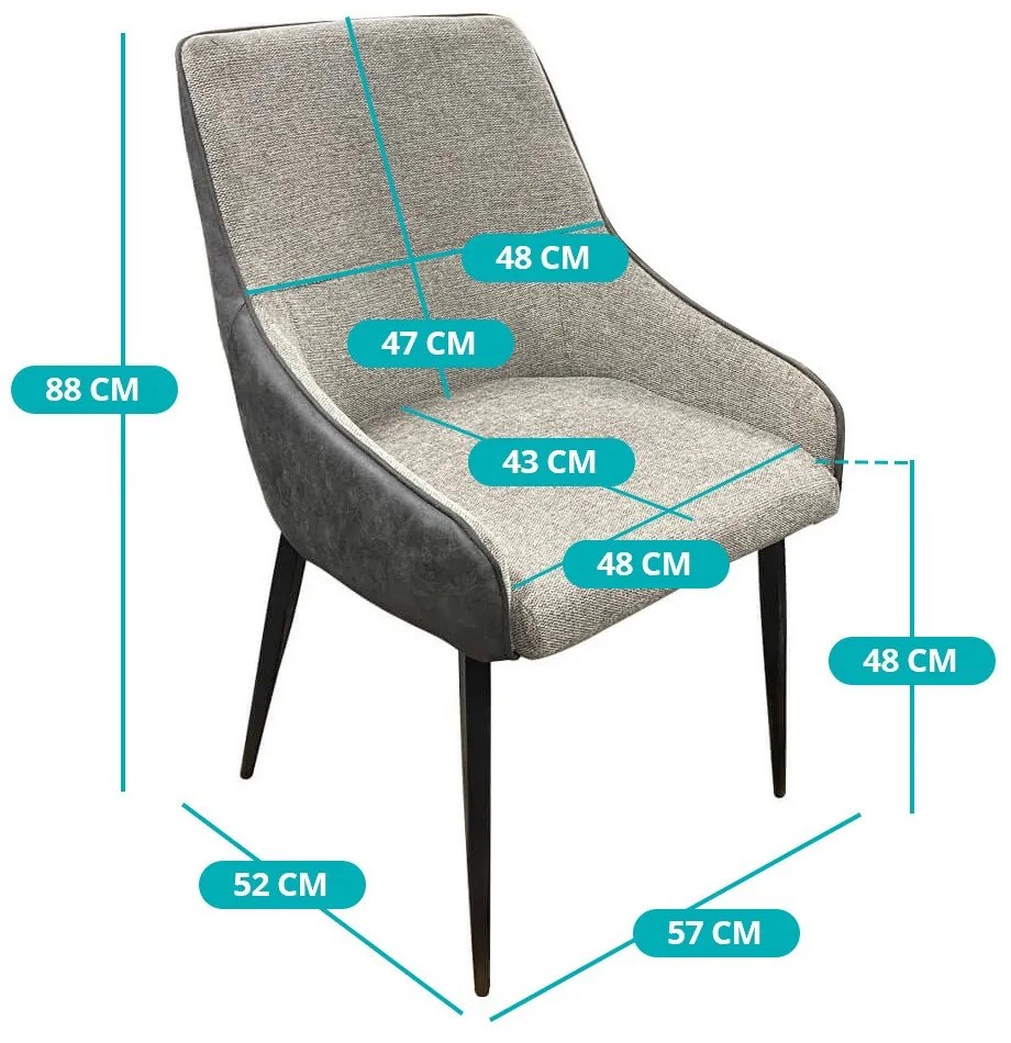 Teddy židle v obrácených barvách, béžovo-šedá/šedo-béžová, 2 ks