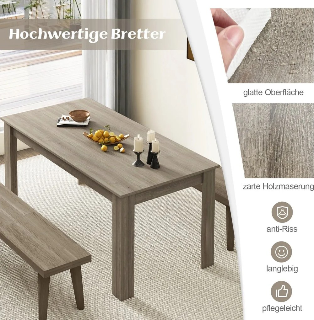 Costway Jídelní stůl dřevěný velký obdélníkový – 160 × 80 cm, přírodní