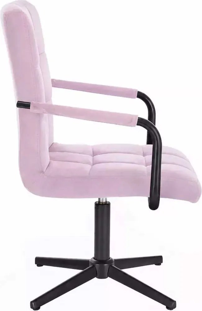 LuxuryForm DESIGN Otočná židle VERONA BLACK VELUR na černém kříži - levandule