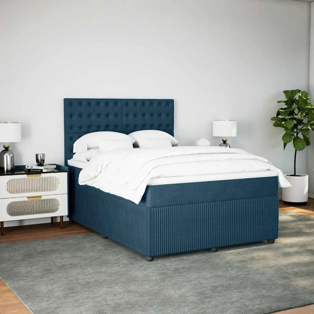 Box spring postel s matrací modrá 140 x 190 cm samet 3294650