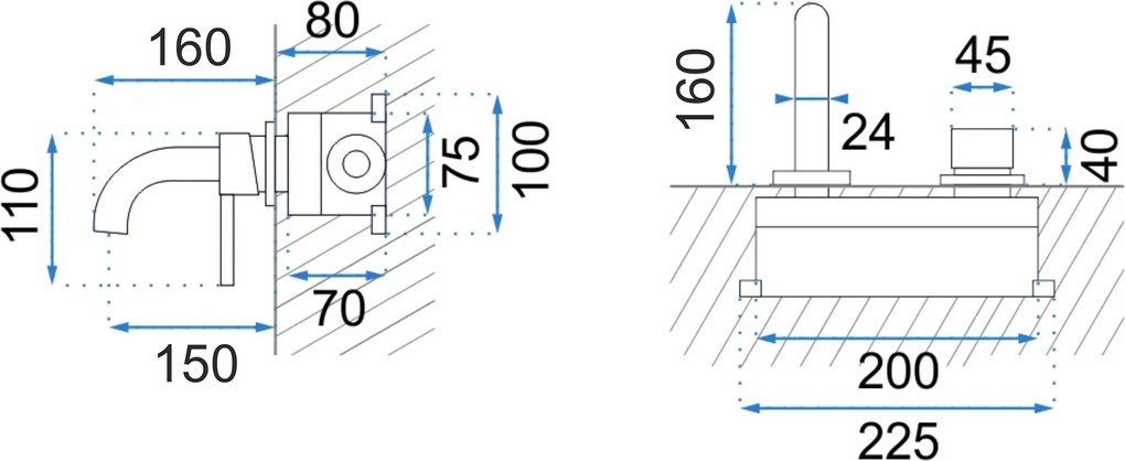 Rea Lungo, podomítková umyvadlová baterie + BOX instalační systém, grafitová, REA-B6383
