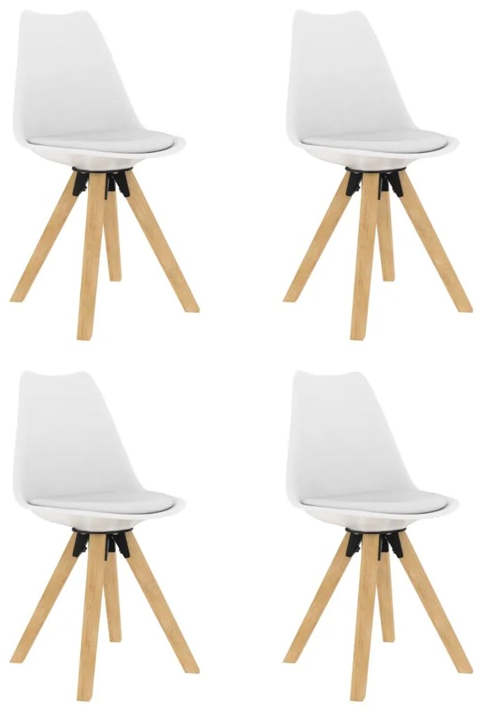 324222 vidaXL Jídelní židle 4 ks bílé PP a masivní bukové dřevo