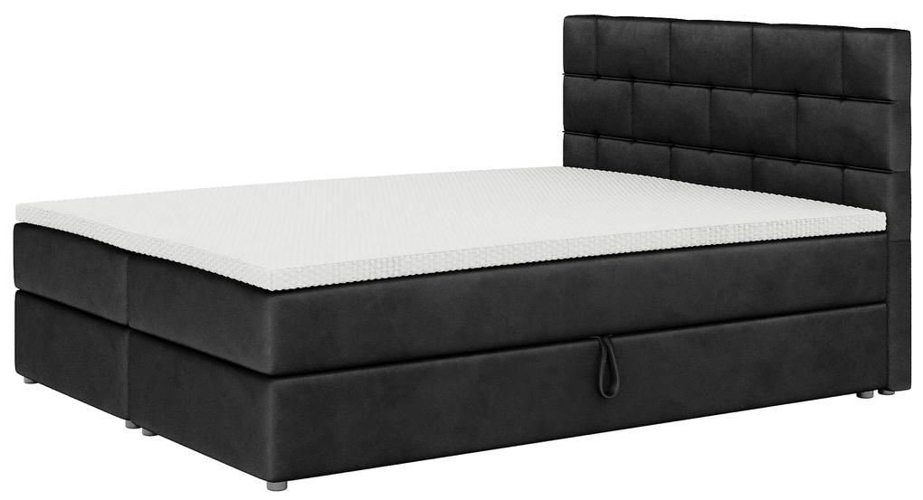 Kontinentální postel 180x200 cm Waller Comfort (černá) (s roštem a matrací). 1056386